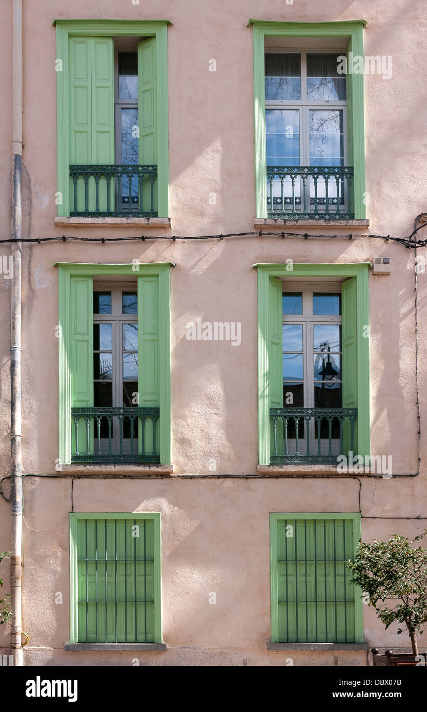 Old apartment windows in France Stock Photo - Alamy