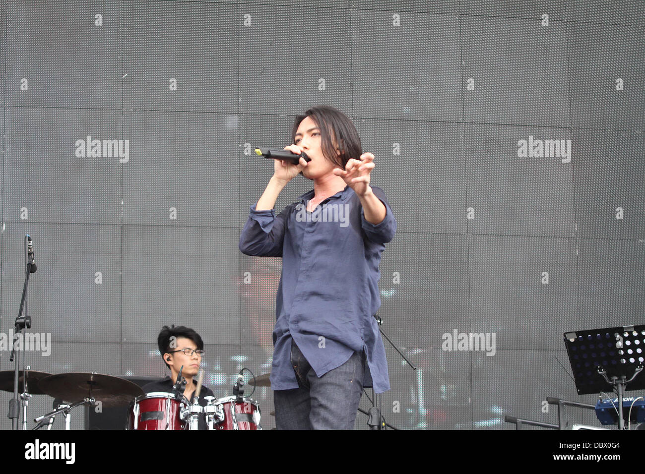 Taipei, China. 3rd Aug, 2013. Singer Yoga Lin performs at Formoz ...