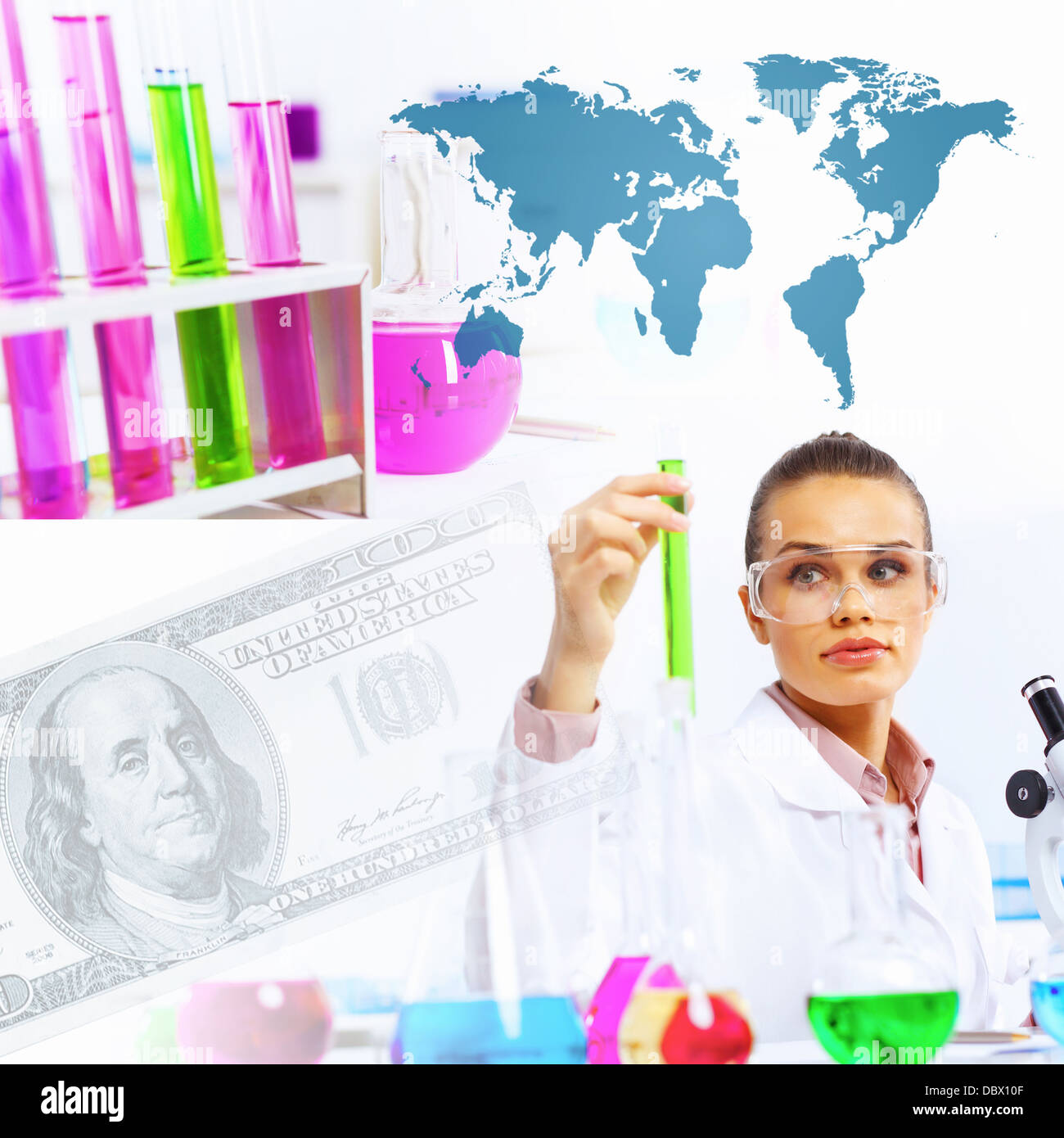 Collage with scientist in laboratory Stock Photo - Alamy