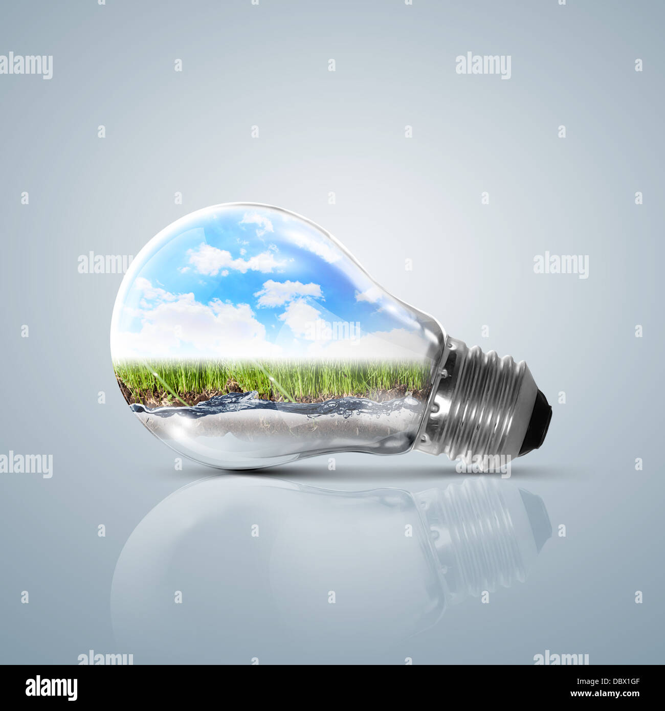 Lamp bulb with clean nature symbol inside Stock Photo - Alamy