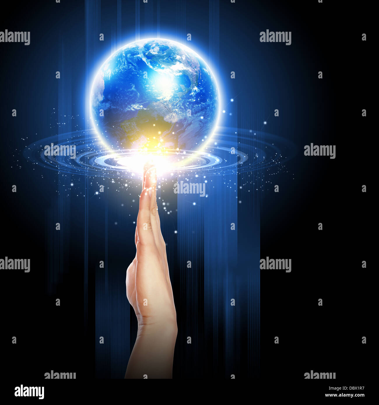 hand touching the earth Stock Photo - Alamy