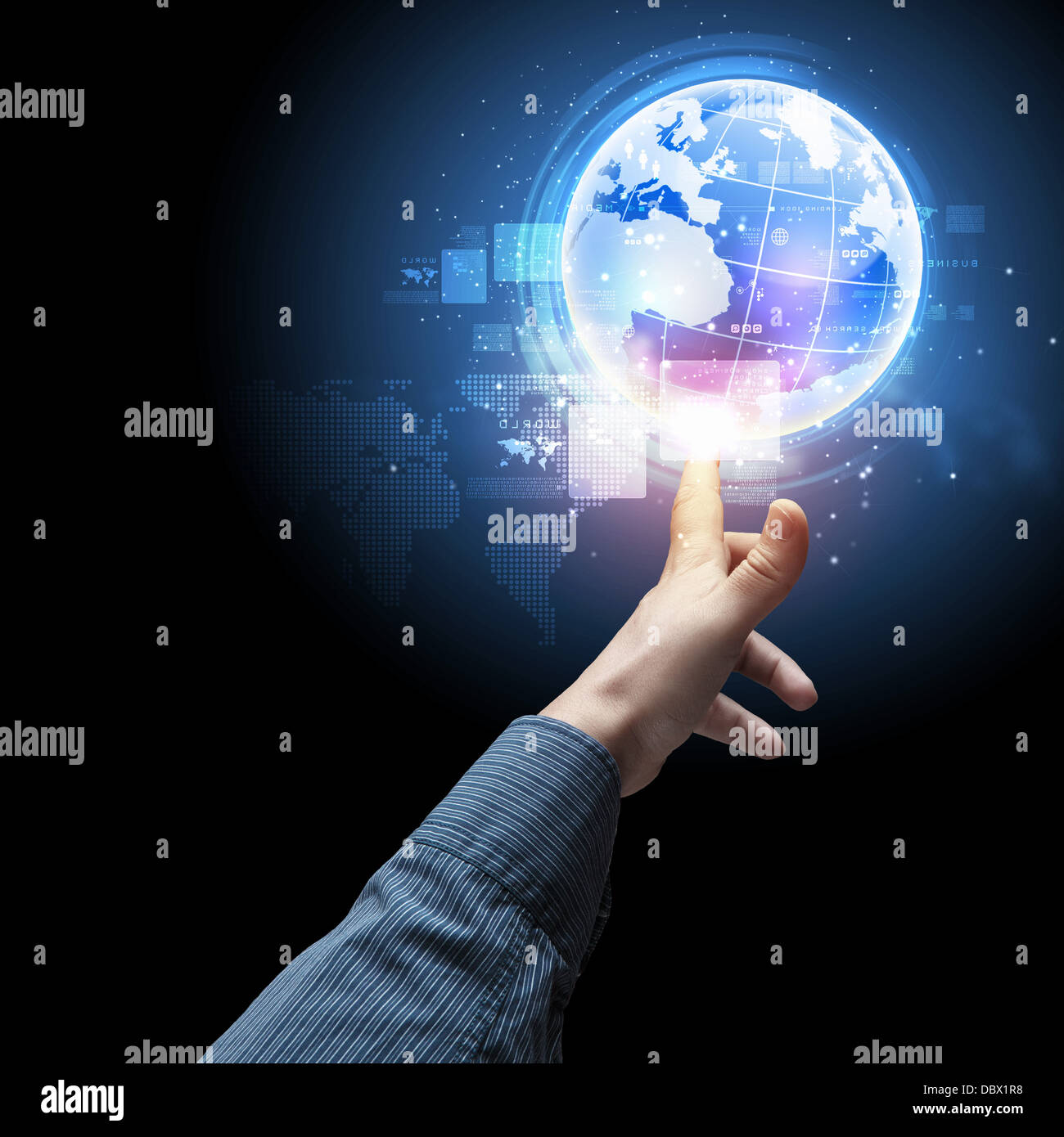 hand touching the earth Stock Photo - Alamy