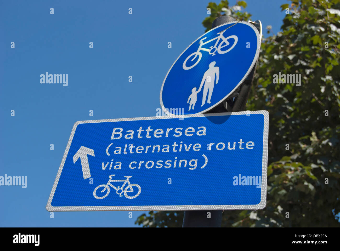 beneath a road sign denoting a non-segregated path shared by ...