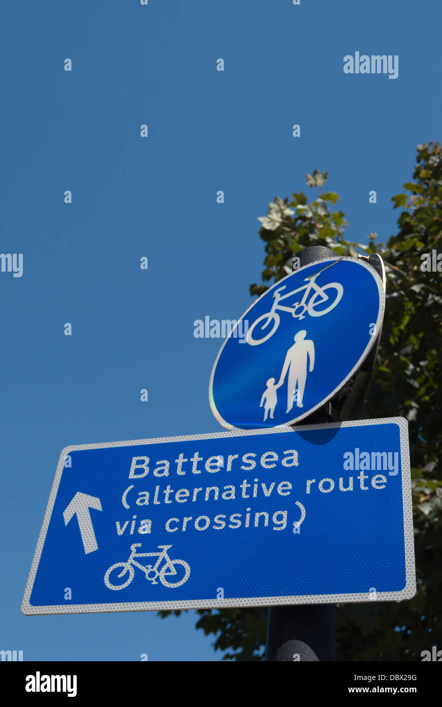 beneath a road sign denoting a non-segregated path shared by ...