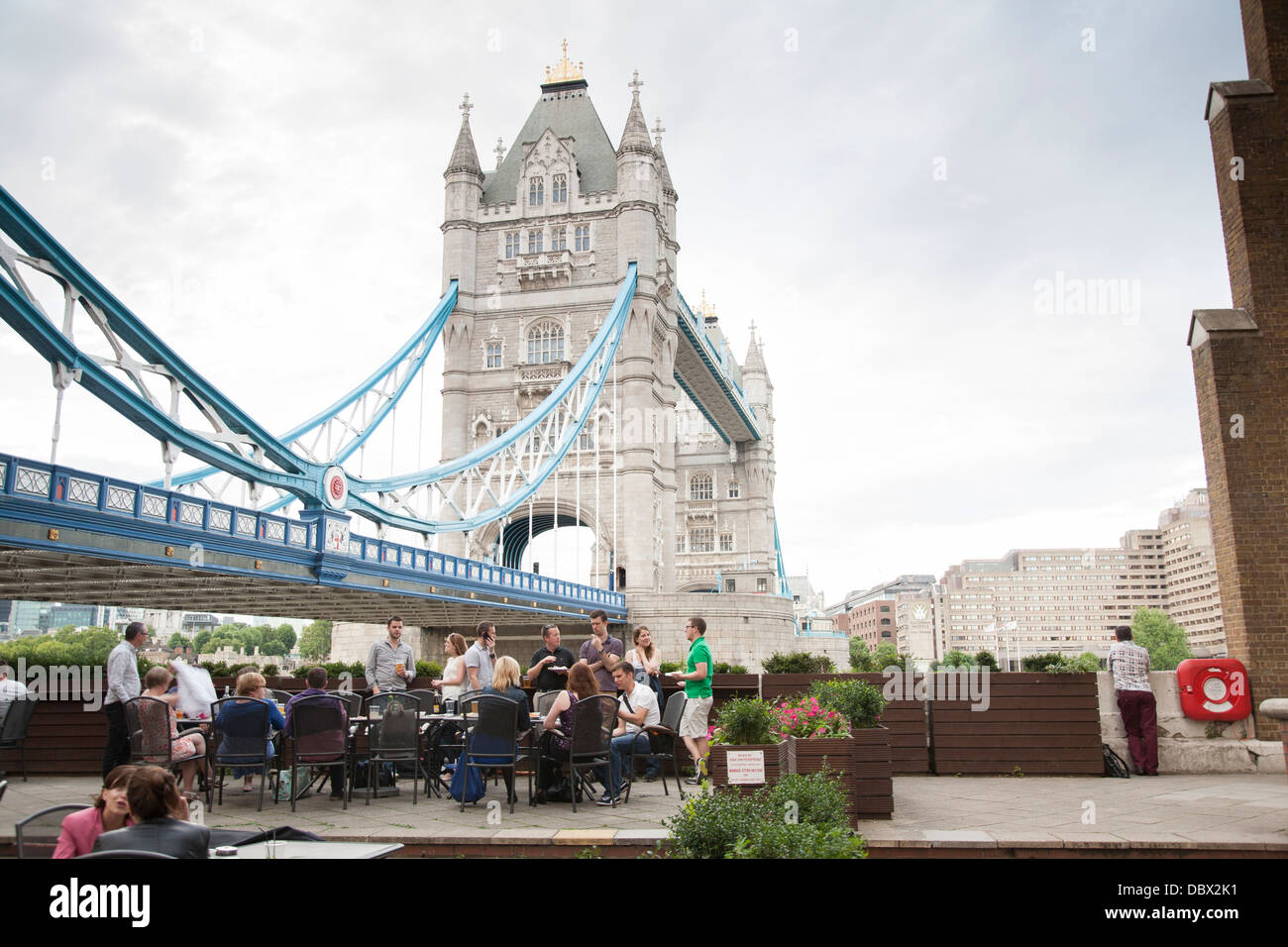People Drinking in Bar Terrace near Tower Bridge, London, England, UK ...