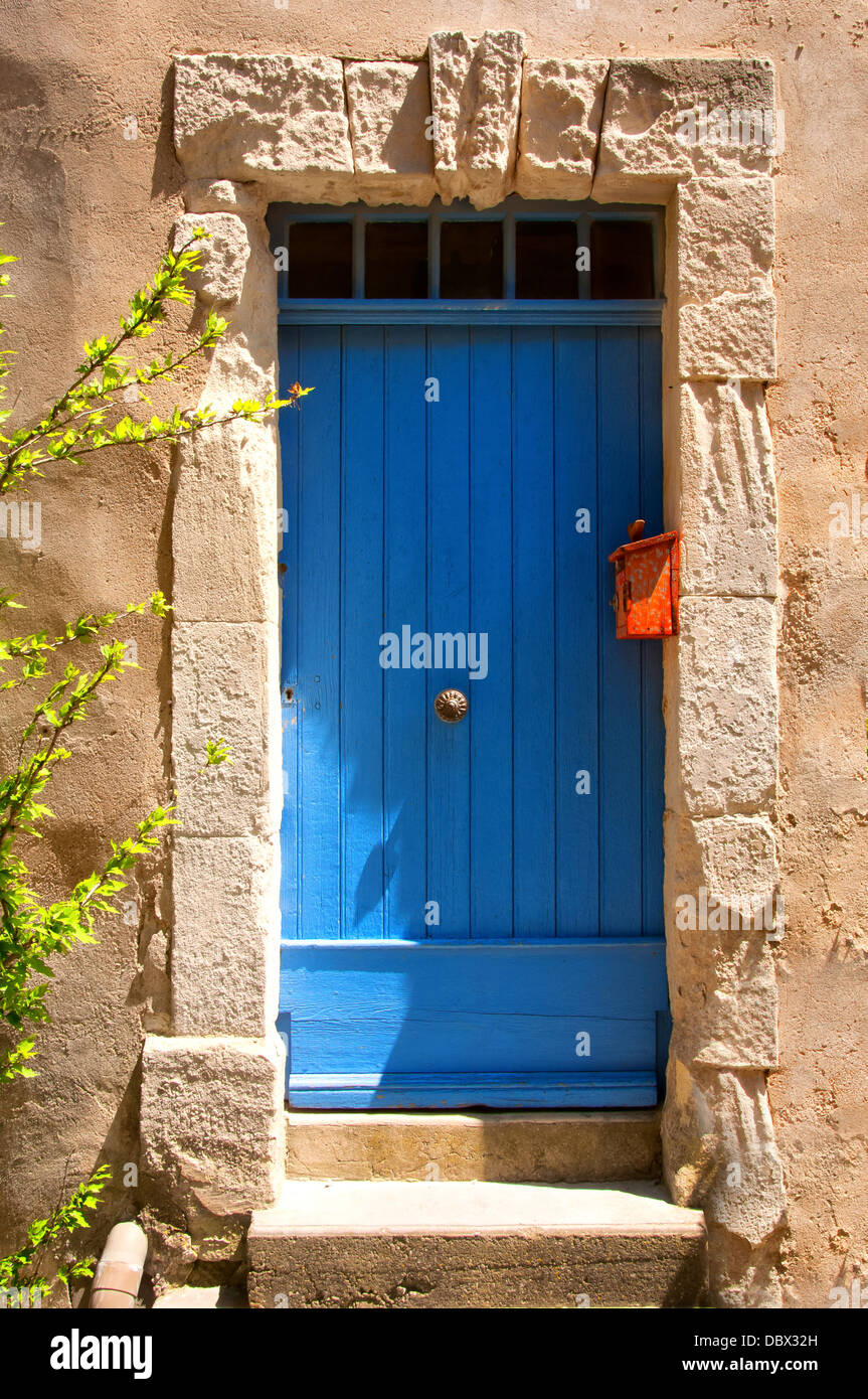 Blue Provence house entrance door Stock Photo - Alamy