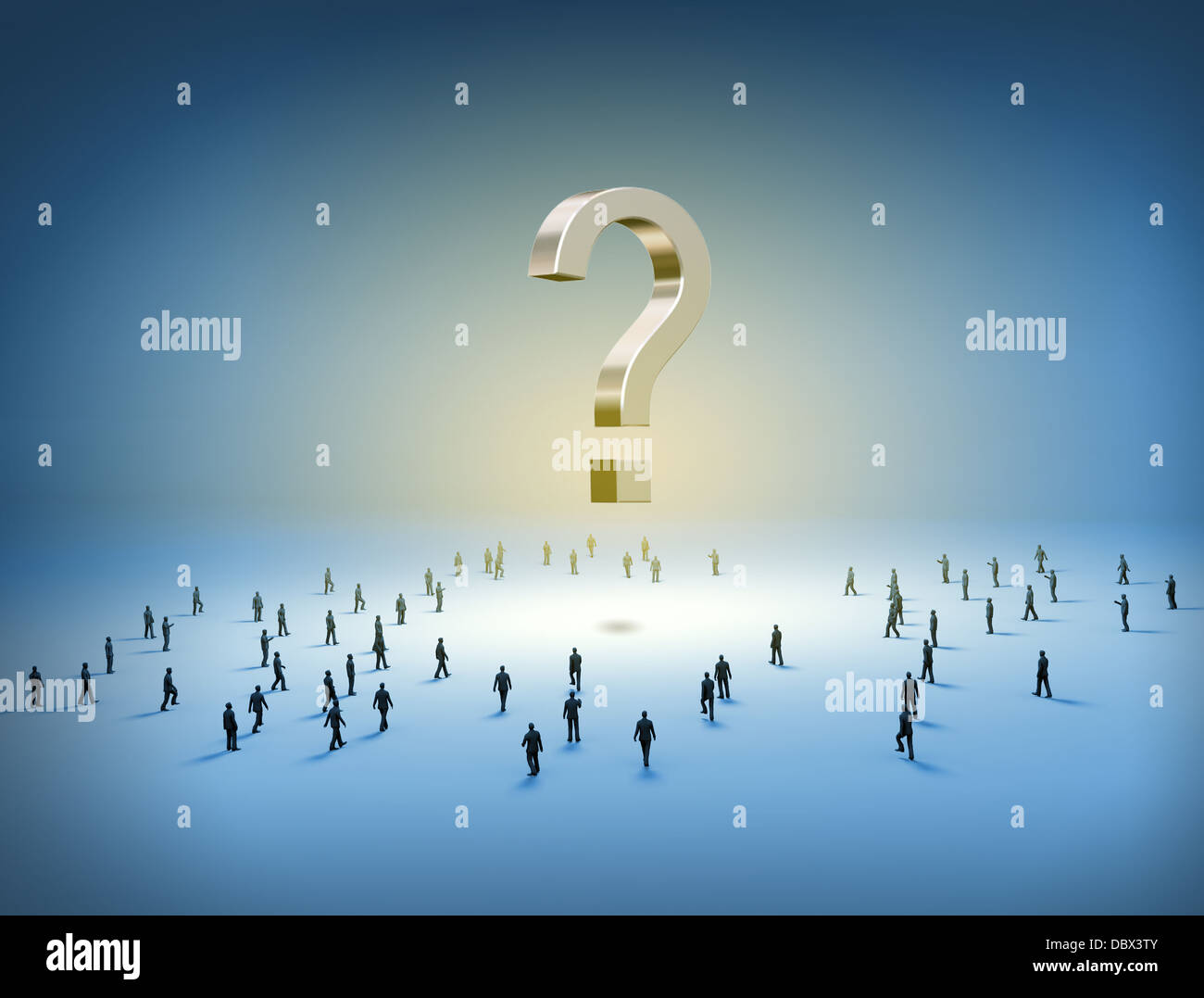People walking towards a question mark Stock Photo - Alamy