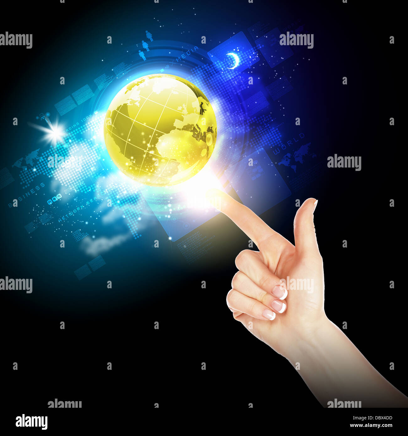 hand touching the earth Stock Photo - Alamy