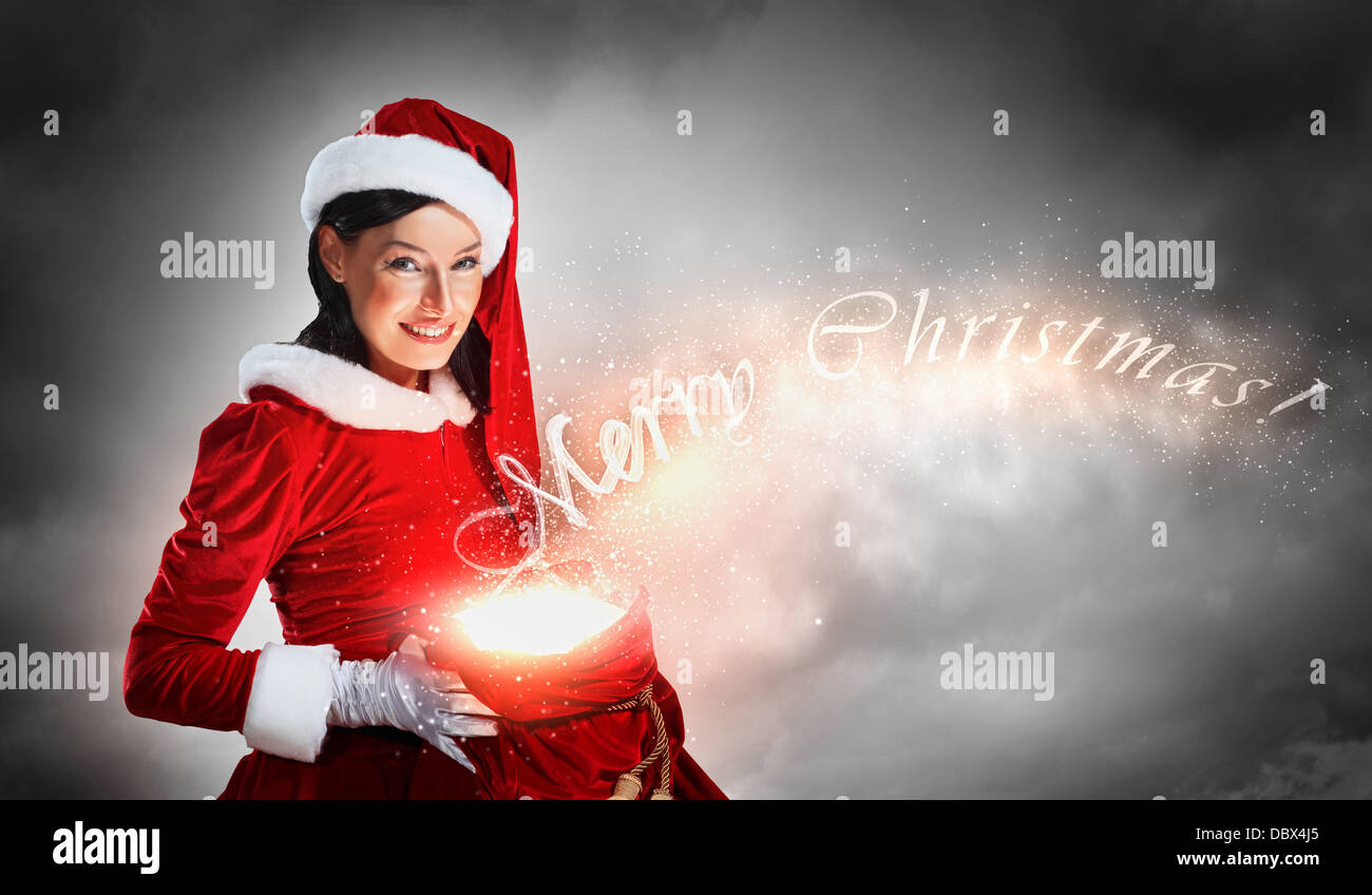 beautiful girl in santa costume Stock Photo - Alamy