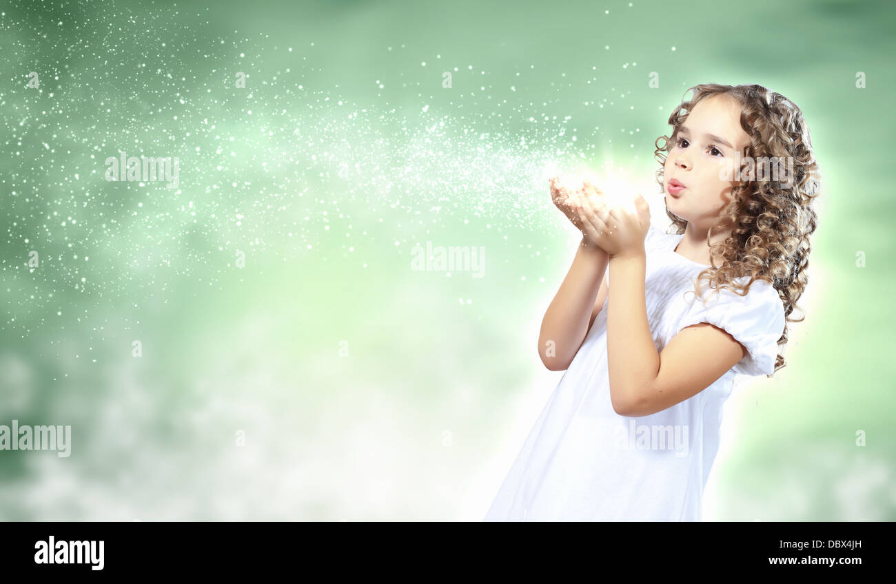 Child with magic light Stock Photo - Alamy