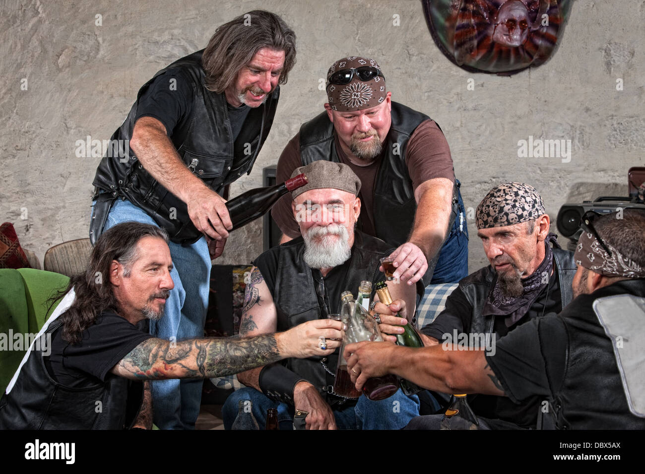 Gang Members Toasting Stock Photo - Alamy
