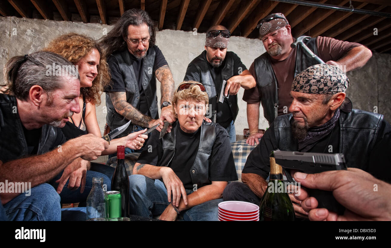 Frowing Gang Member Held Up Stock Photo - Alamy