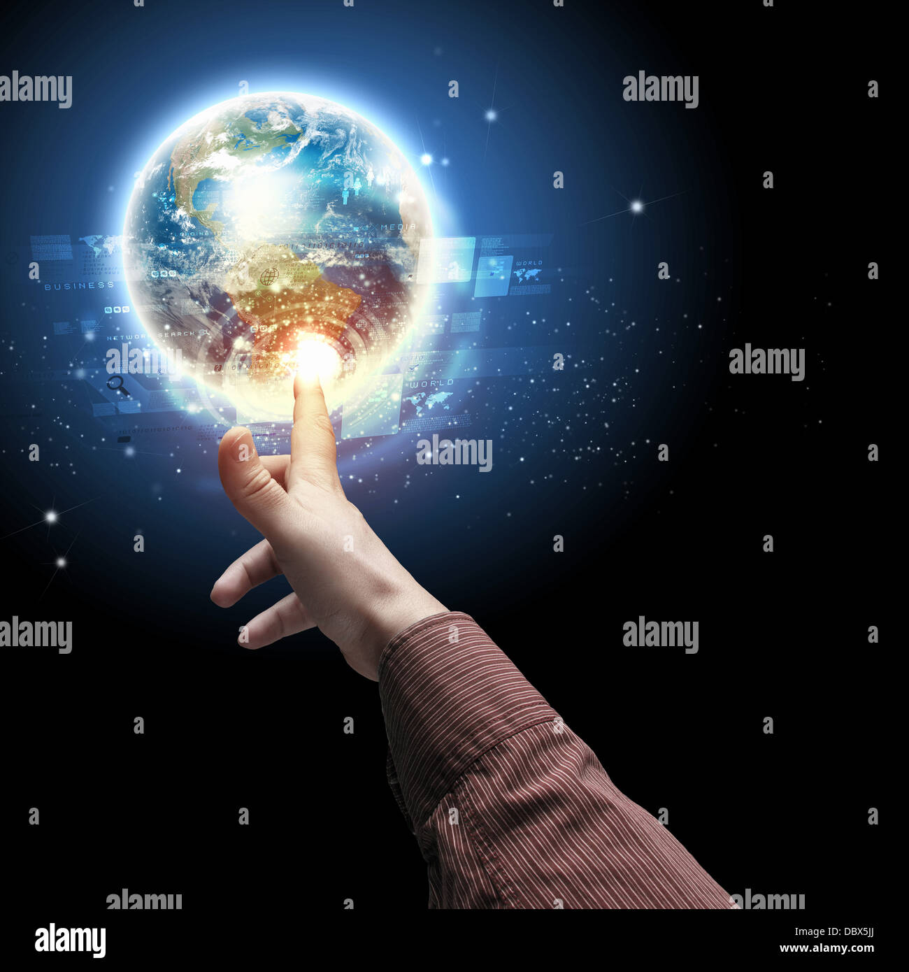 hand touching the earth Stock Photo - Alamy