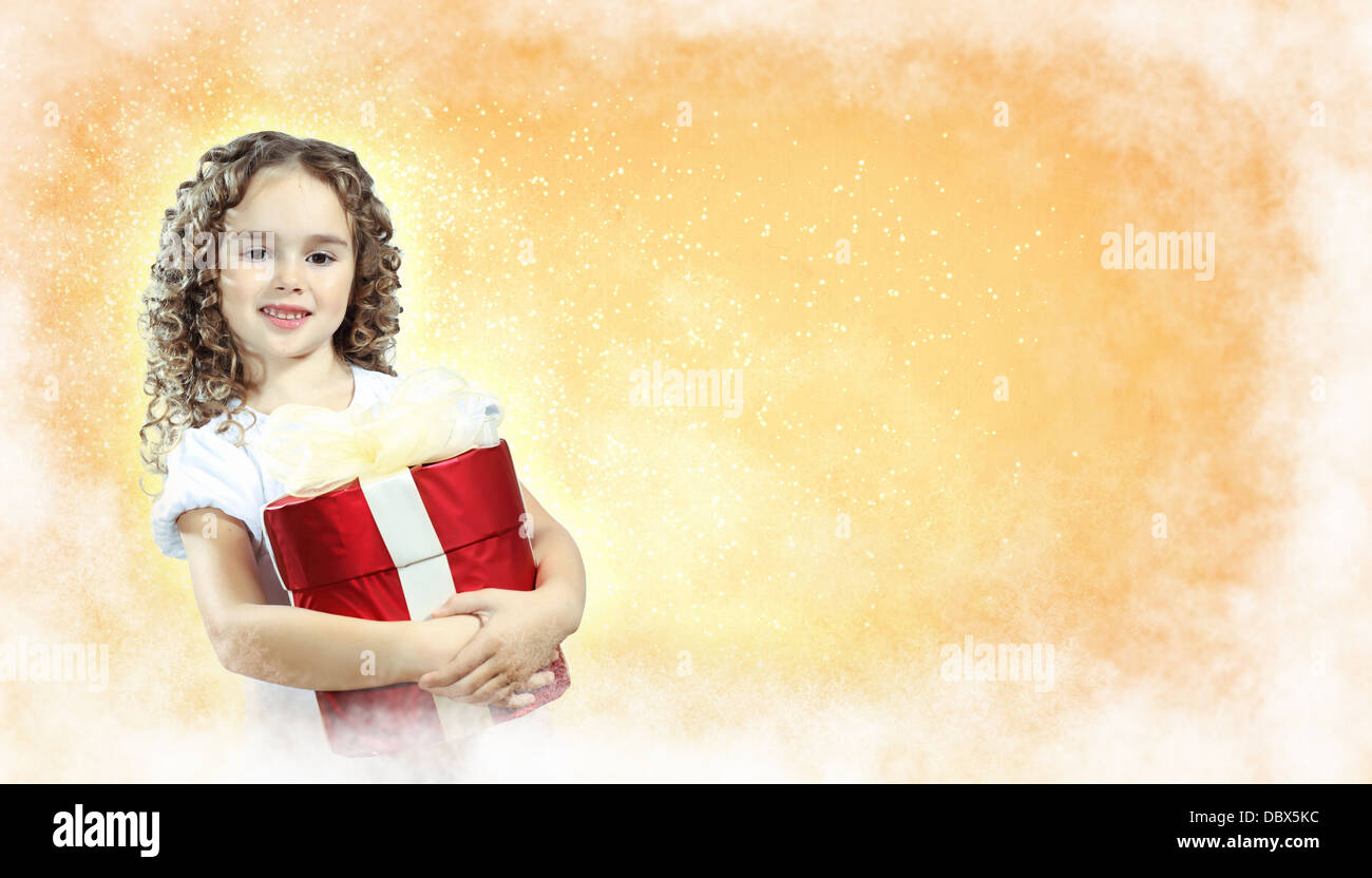 Happy girl opening gift box Stock Photo - Alamy