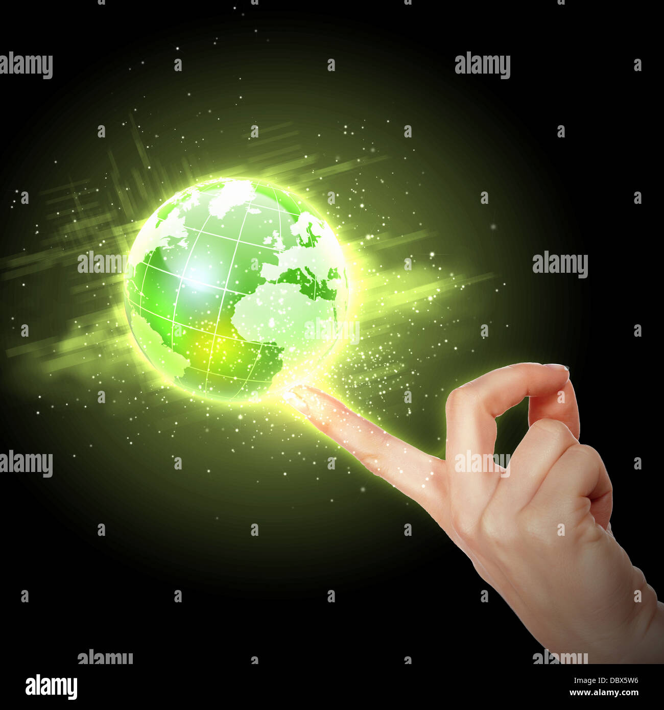hand touching the earth Stock Photo - Alamy
