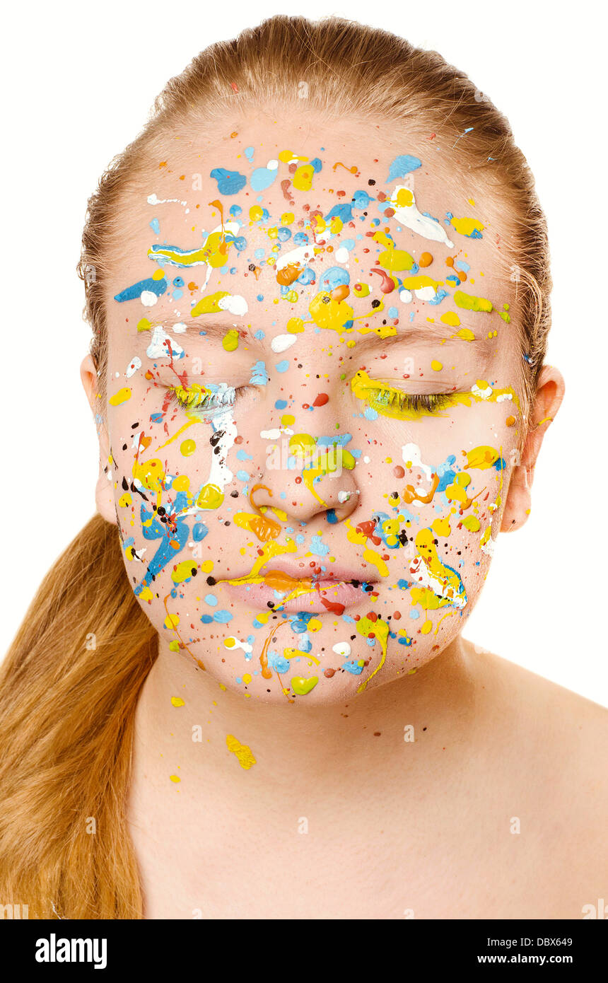 Ink Splatter Face Boys Short Sleeve Paint Splatter Happy Face Graphic