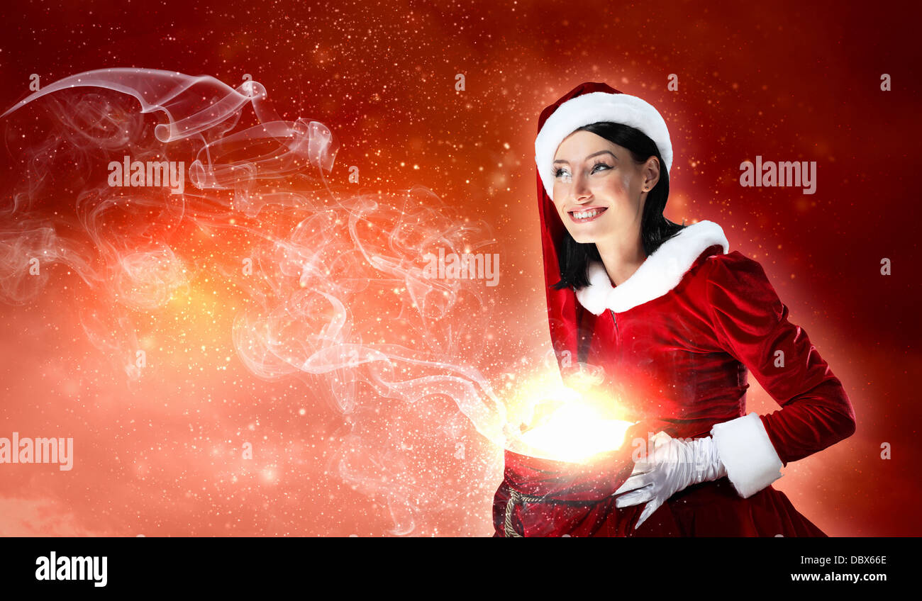 beautiful girl in santa costume Stock Photo - Alamy