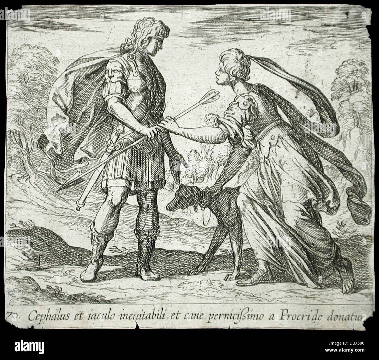 Procris Giving Cephalus a Dog and a Javelin 65.37.153 Stock Photo - Alamy