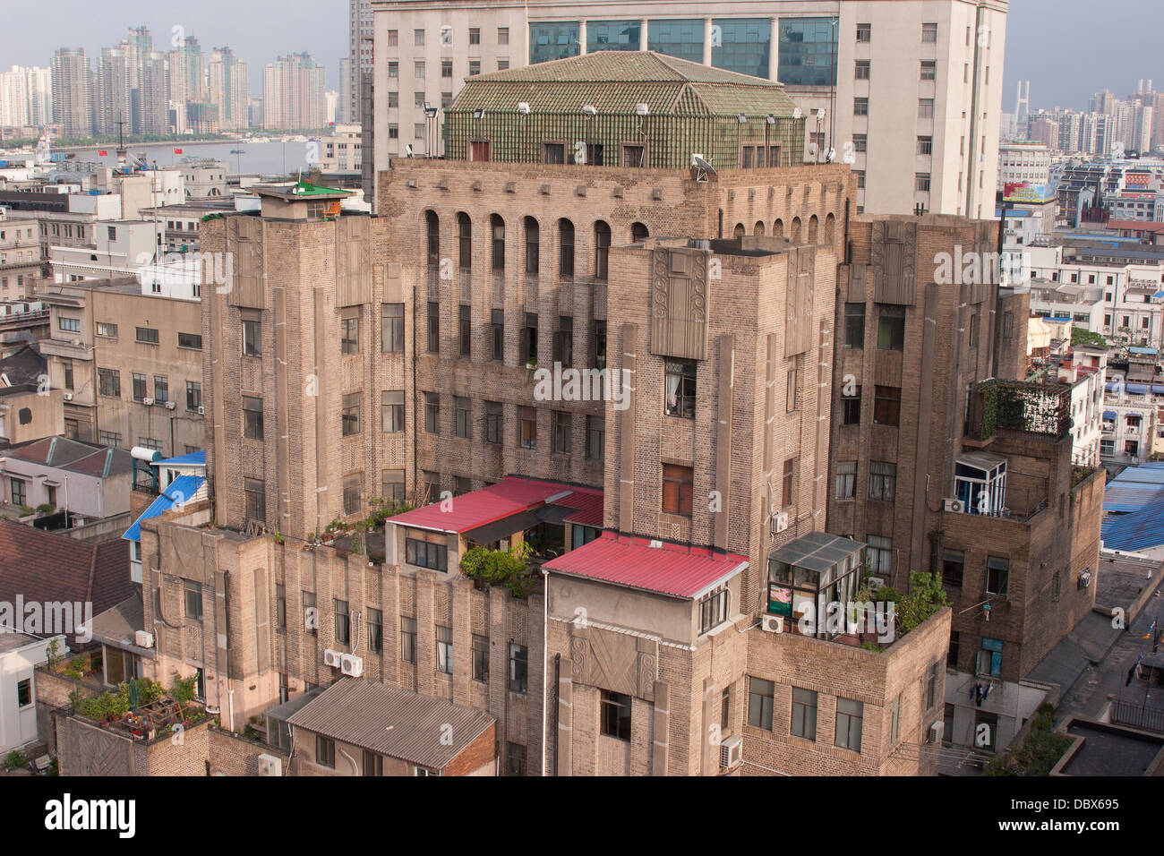 Art deco building with a green tiled roof, in Fuzhou Lu, Shanghai ...