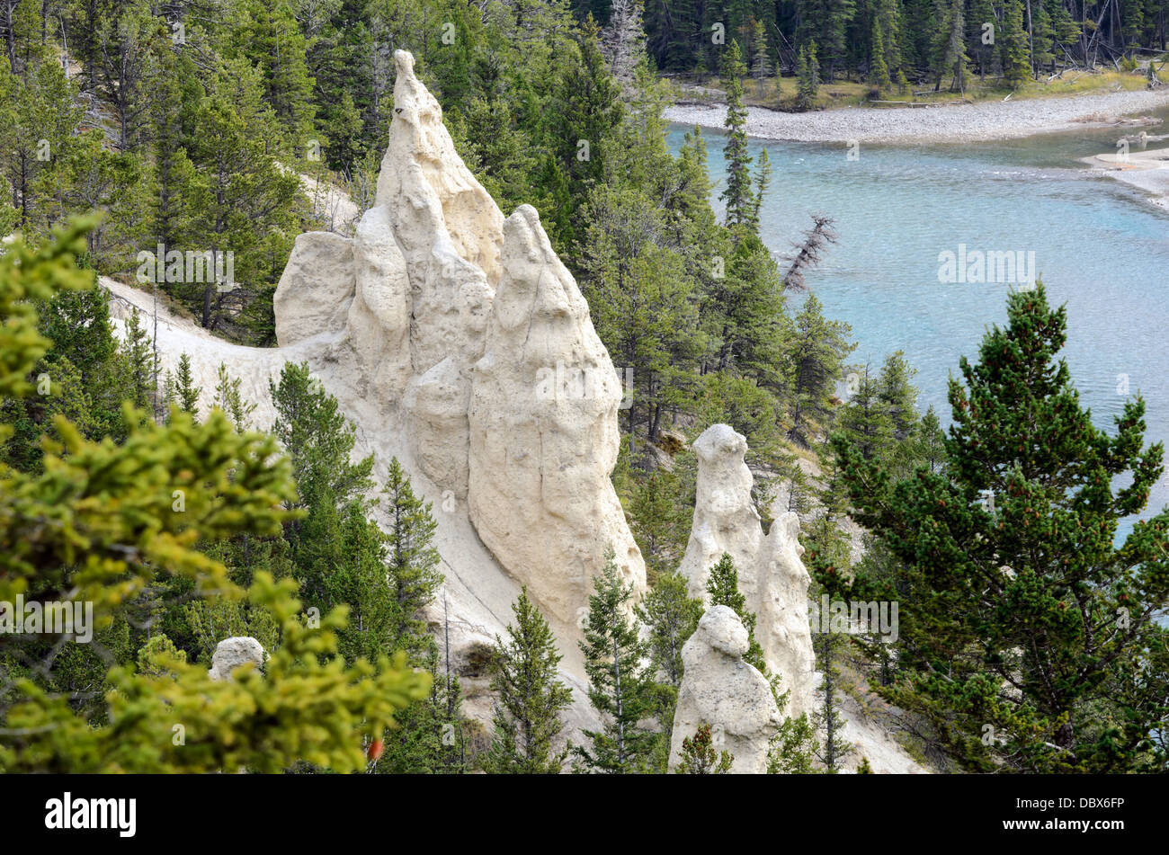 The Hoodoos and the Bow River Banff National Park Alberta Canada Stock ...