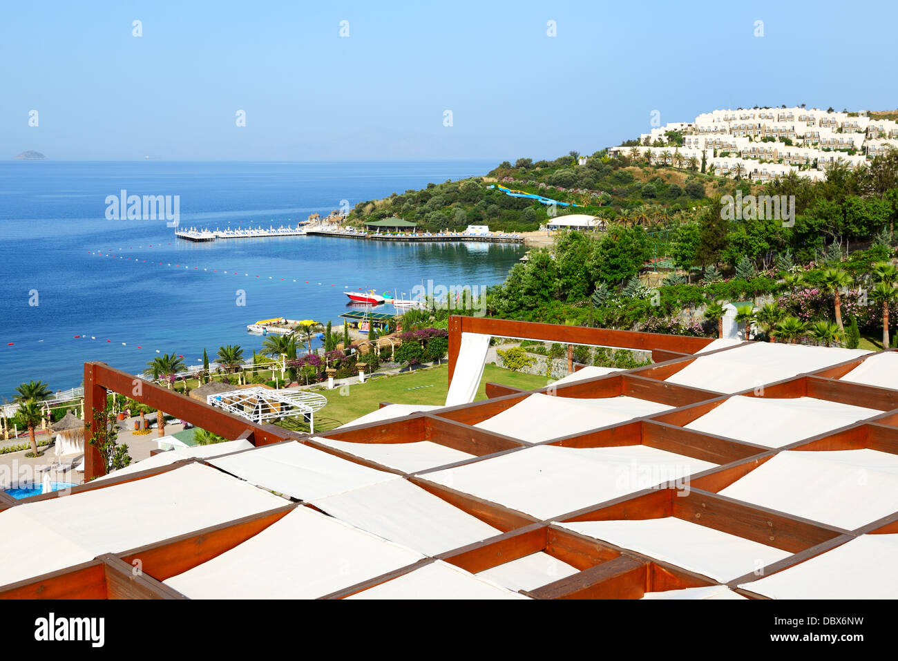 The beach at luxury hotel, Bodrum, Turkey Stock Photo - Alamy