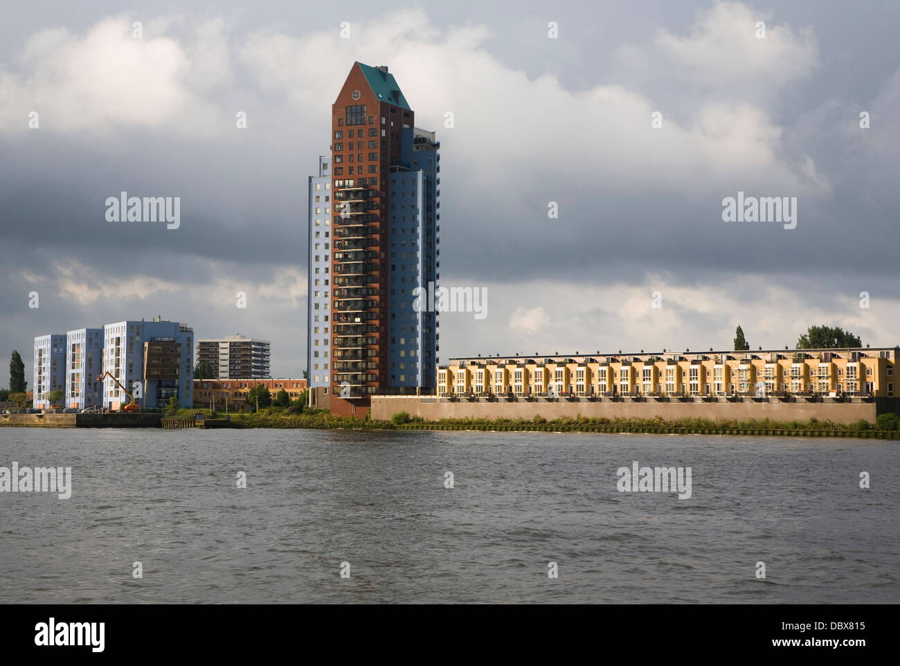 Modern waterside housing development River Maas Rotterdam Netherlands ...