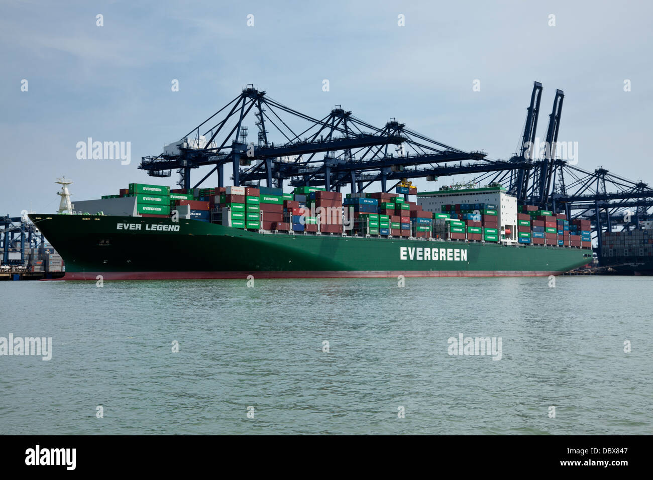 Evergreen Ever Legend Container Ship unloading at Felixstowe Container ...