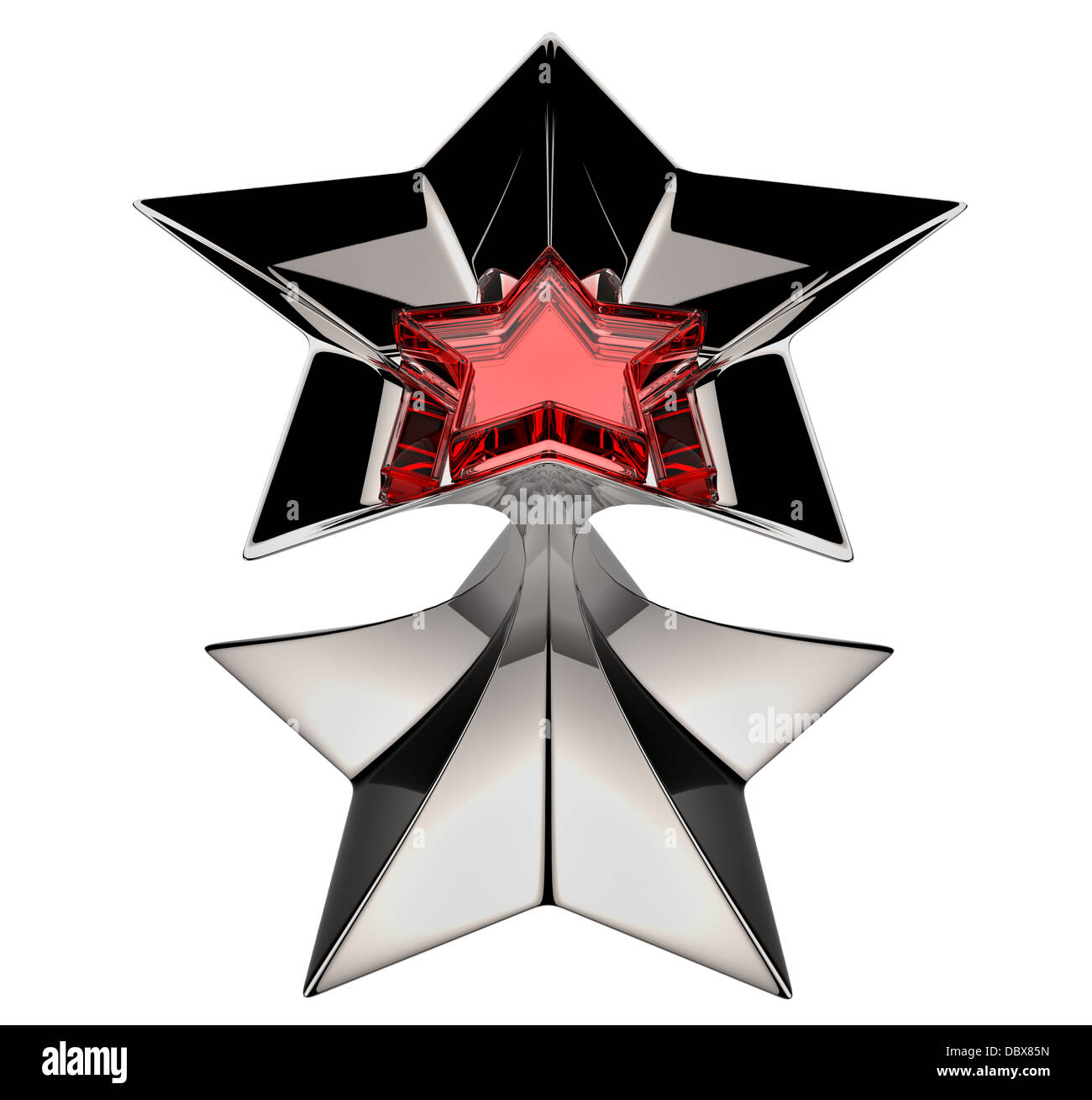 shiny silver star with red star core Stock Photo - Alamy