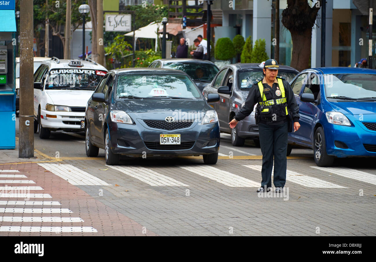 Traffic Police on the streets of Miraflores district of Lima in Peru ...