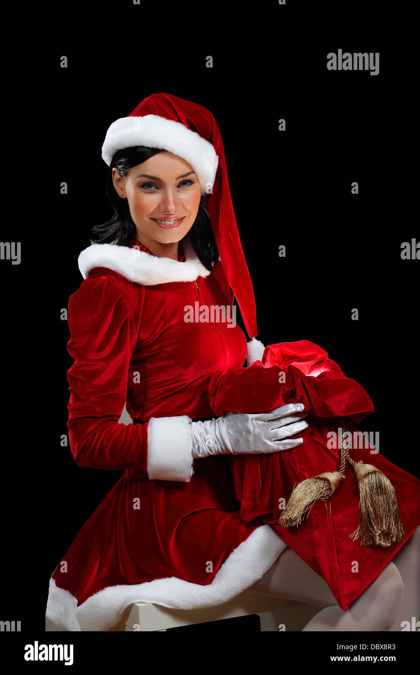 pretty santa girl Stock Photo - Alamy