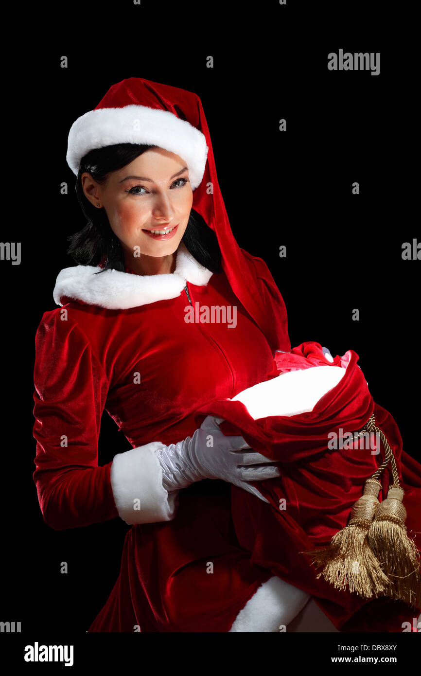 pretty santa girl Stock Photo - Alamy