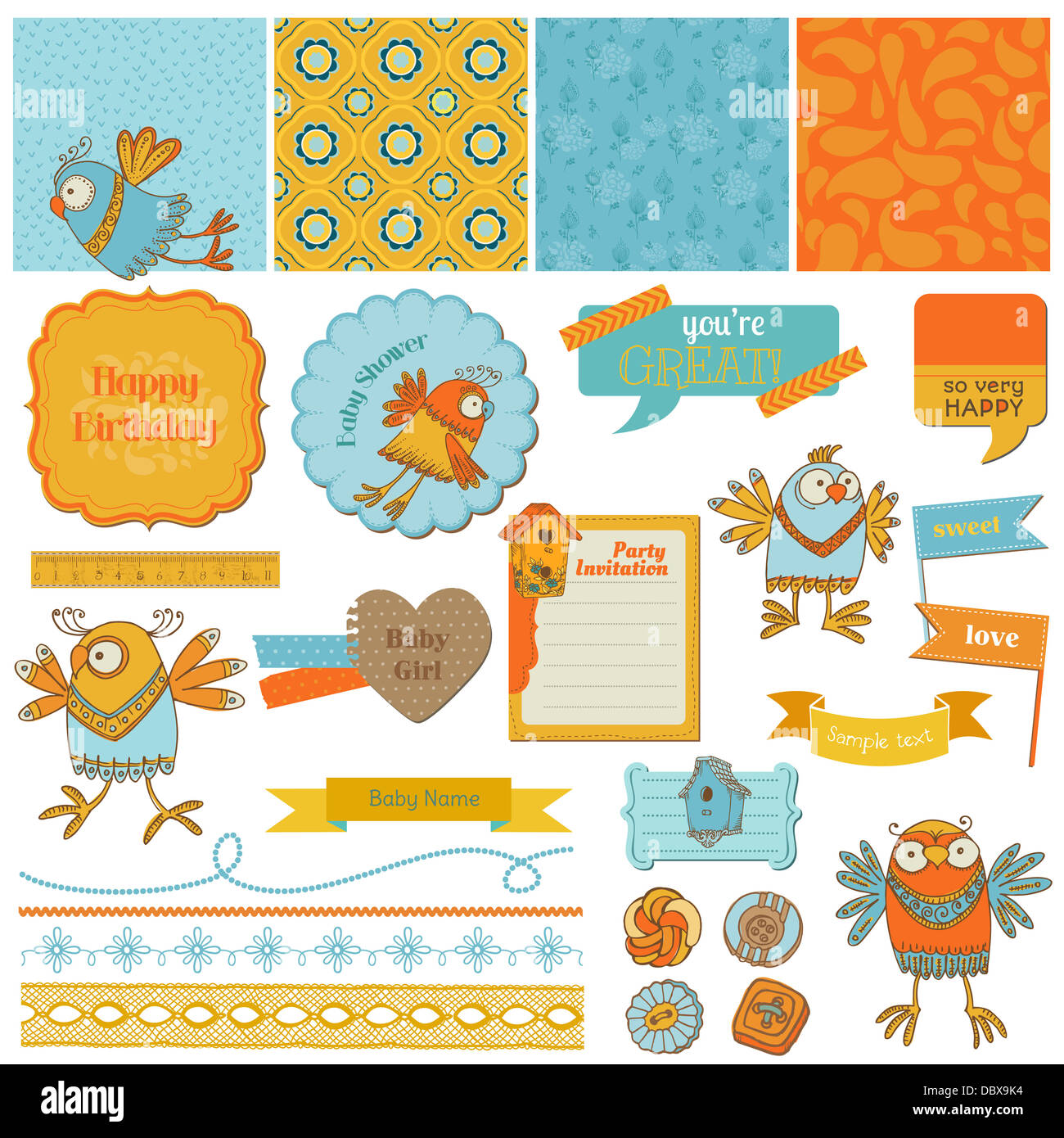 Scrapbook Design Elements - Сute Birds - in vector Stock Photo - Alamy