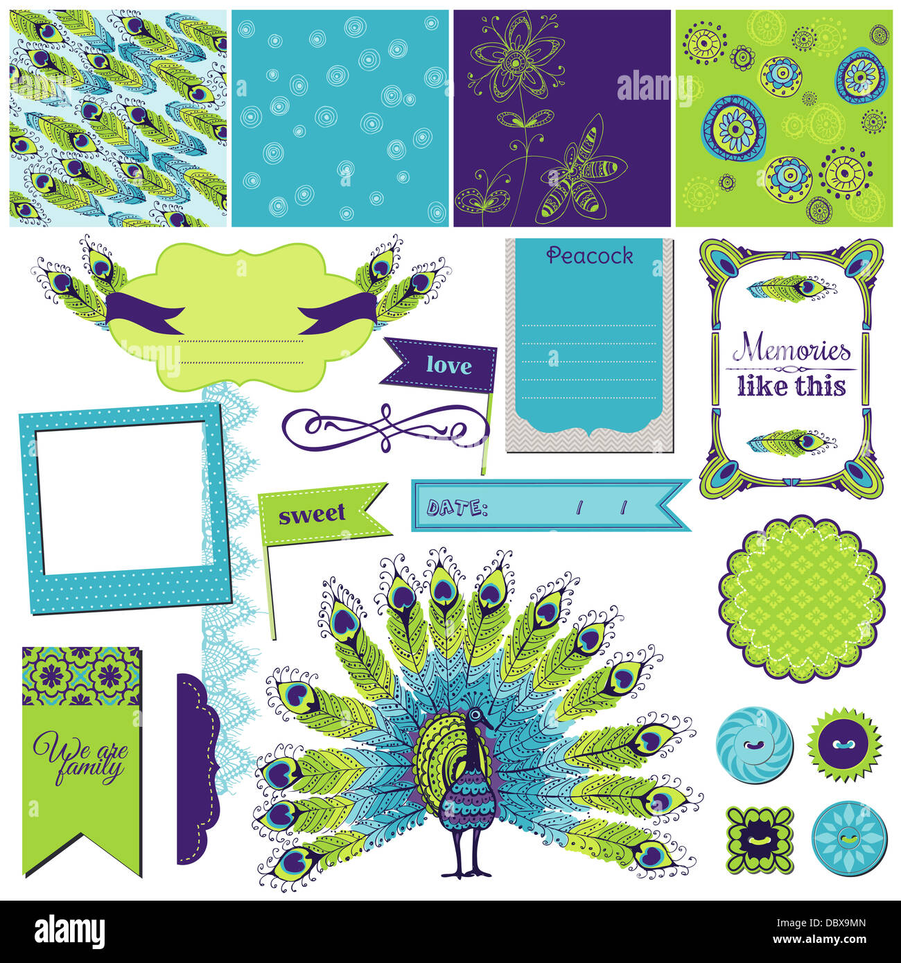 Scrapbook Design Element - Peacock Theme - in vector Stock Photo - Alamy