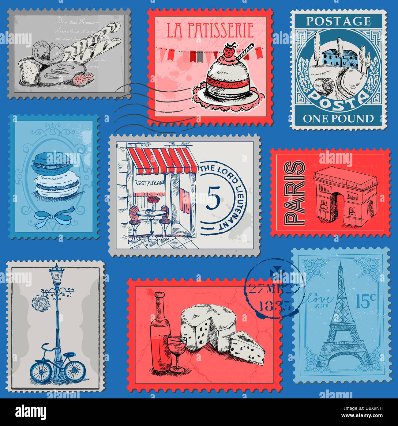 Set of Stamps - Vintage Paris and France - for design and scrapbook ...