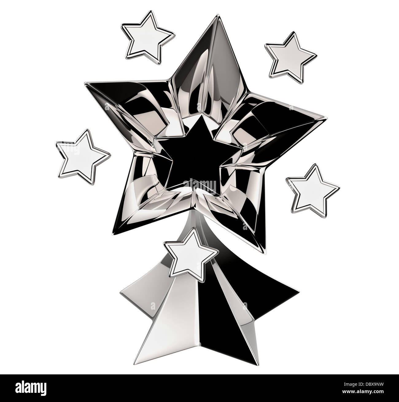 set of seven shiny silver stars in motion Stock Photo - Alamy