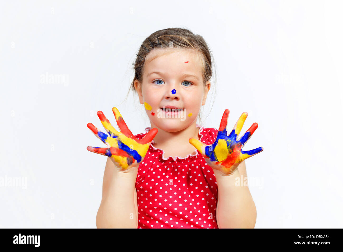 happy child with paint on the hands Stock Photo - Alamy