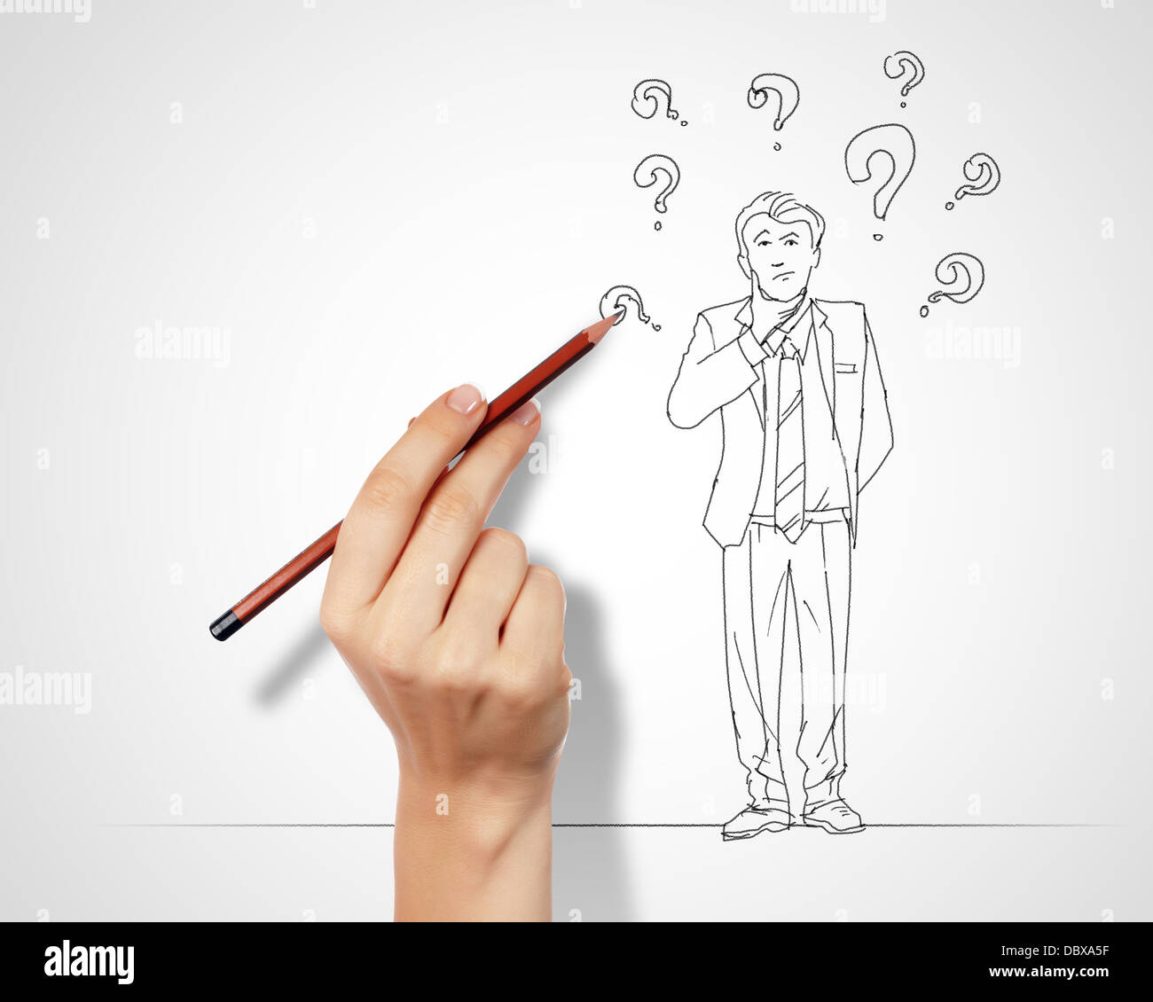 Questions and challenges in business drawing Stock Photo - Alamy