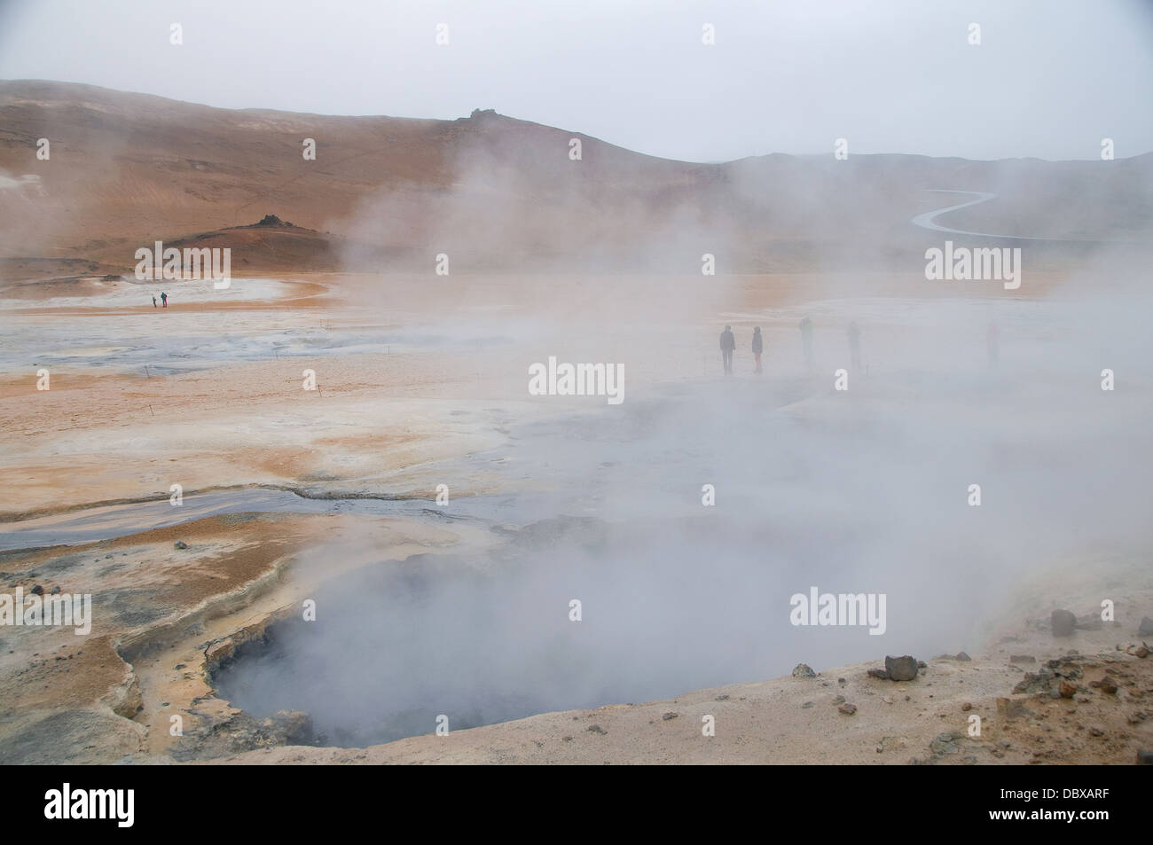The geothermal field near Namafjall Mountain is full of mud pots, steam ...
