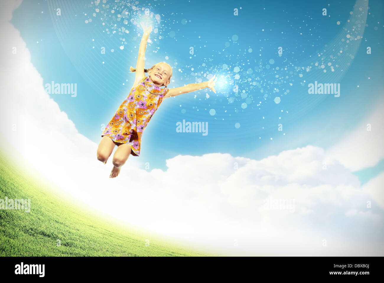 happy kid jumping Stock Photo - Alamy