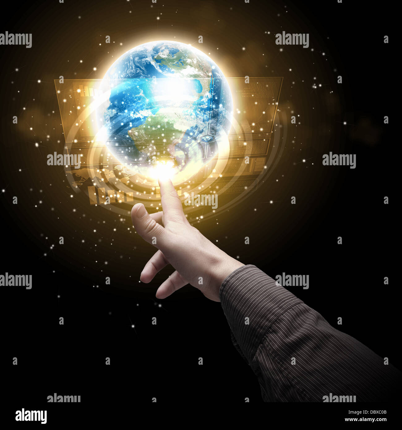 hand touching the earth Stock Photo - Alamy