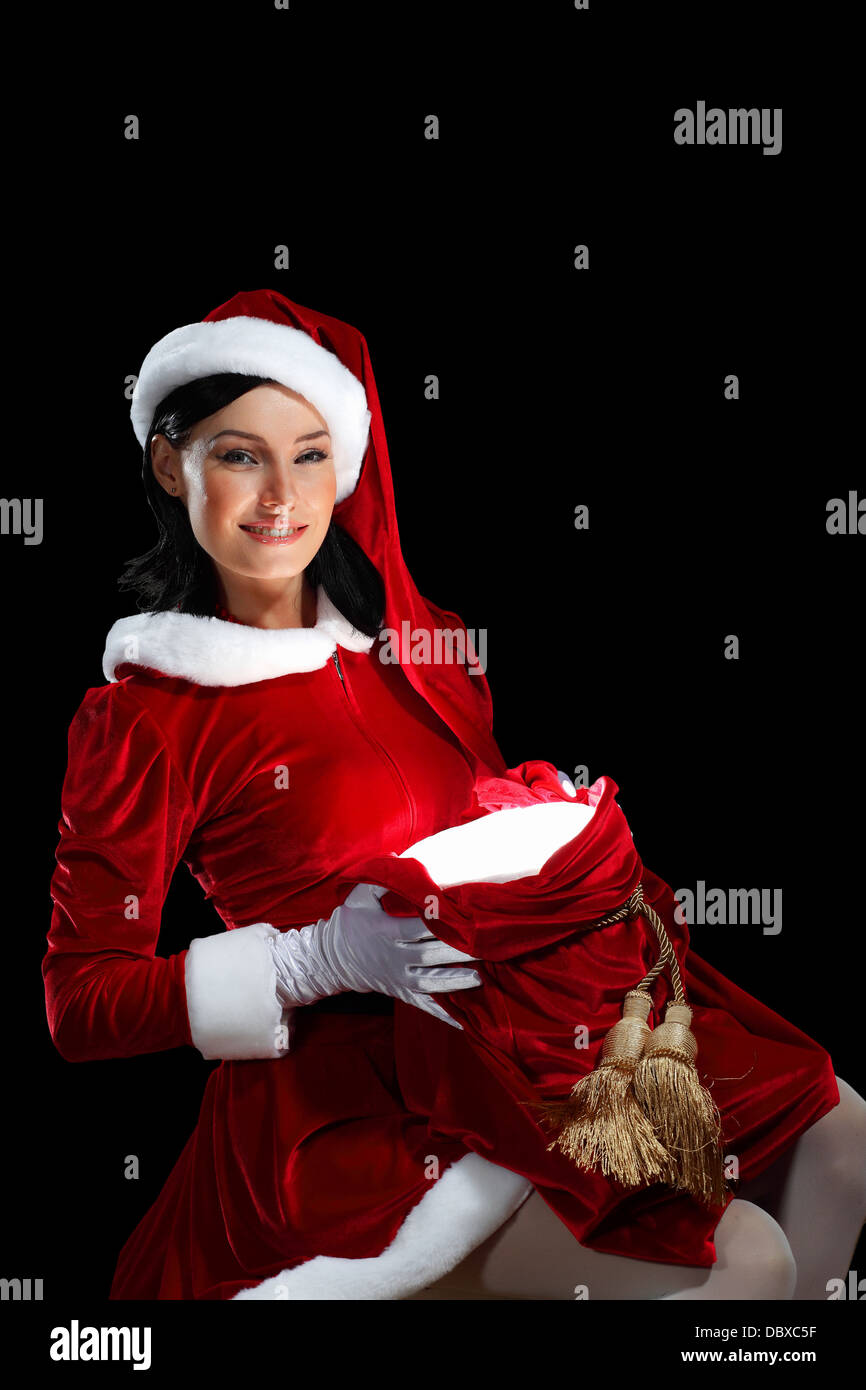 pretty santa girl Stock Photo - Alamy