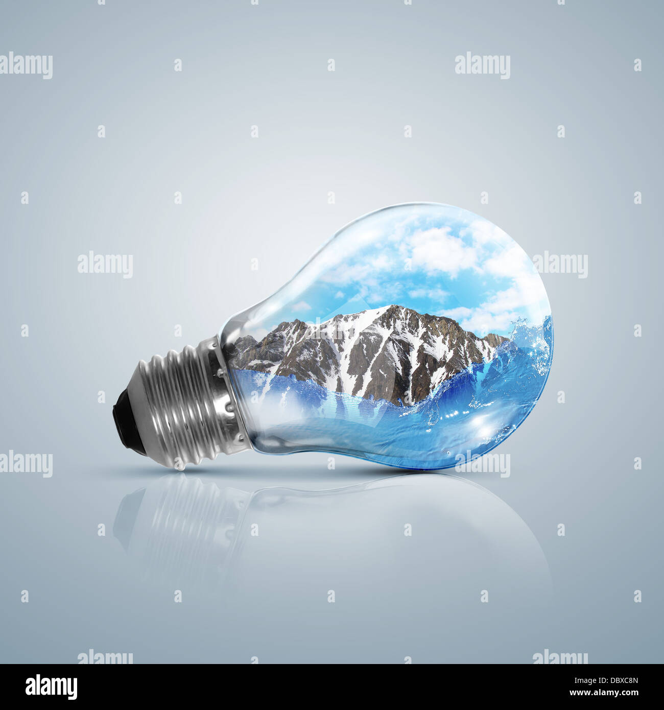 Lamp bulb with clean nature symbol inside Stock Photo - Alamy