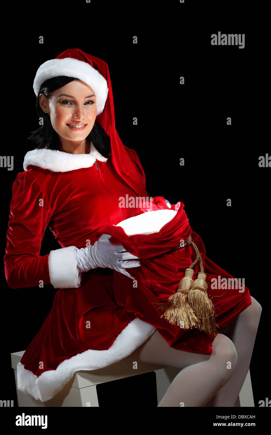 pretty santa girl Stock Photo - Alamy