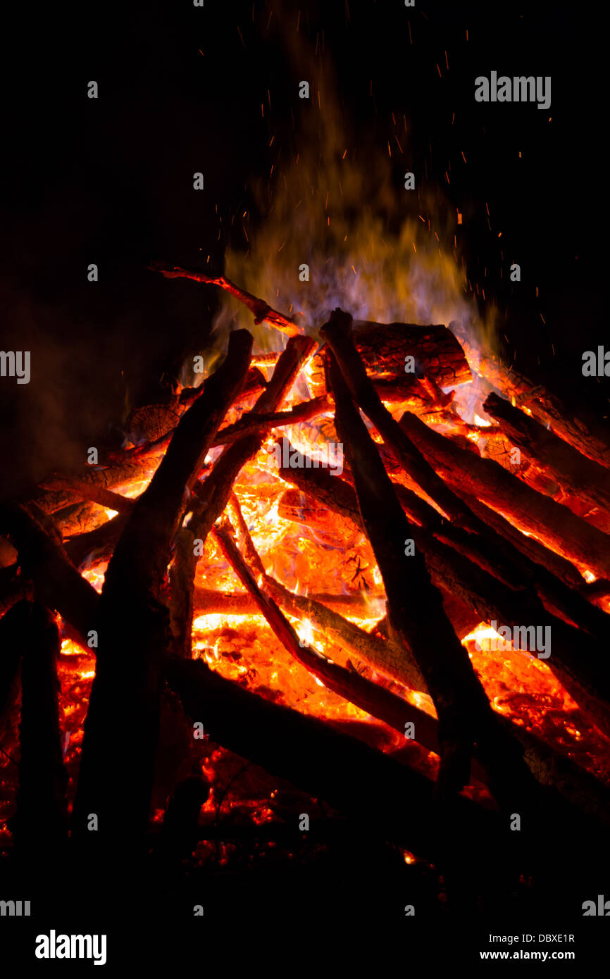 Bonfire at night Stock Photo - Alamy