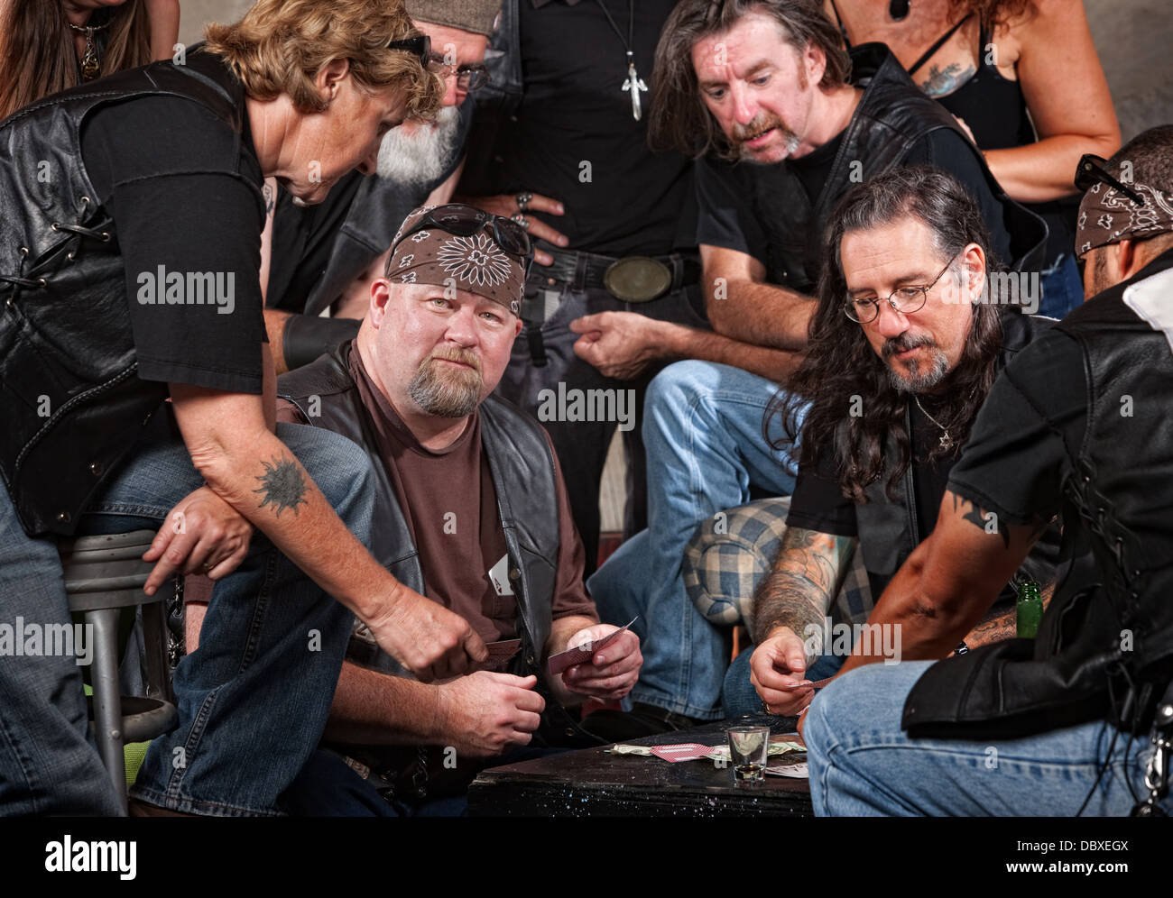 Gang Members Playing Cards Stock Photo - Alamy