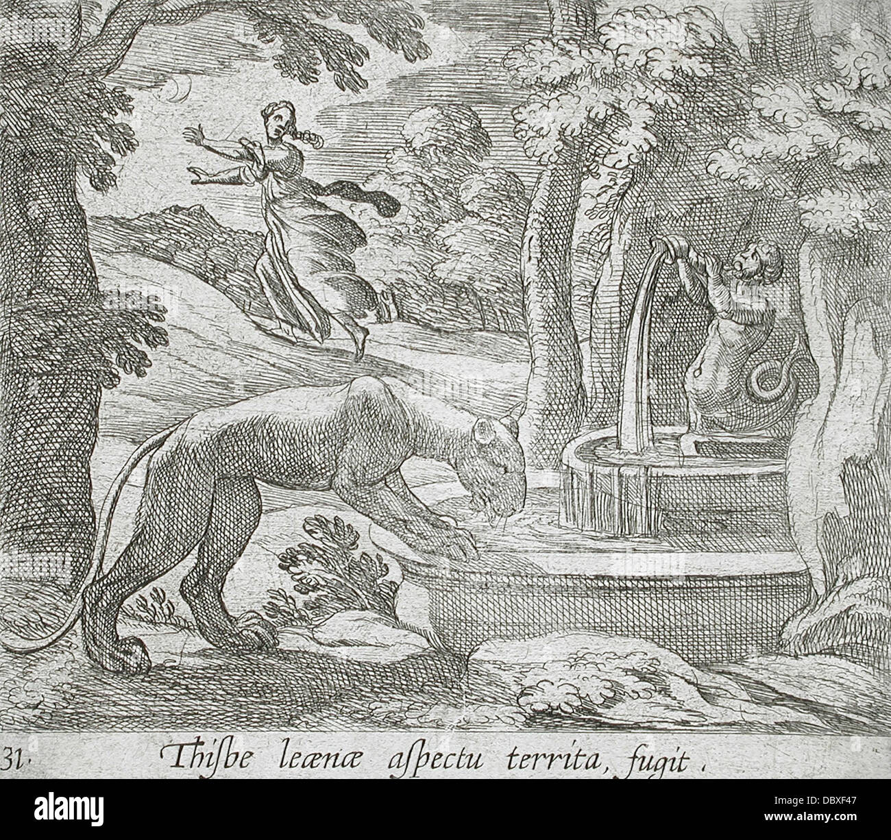 Thisbe Running from the Lioness at the Well 65.37.115 Stock Photo - Alamy