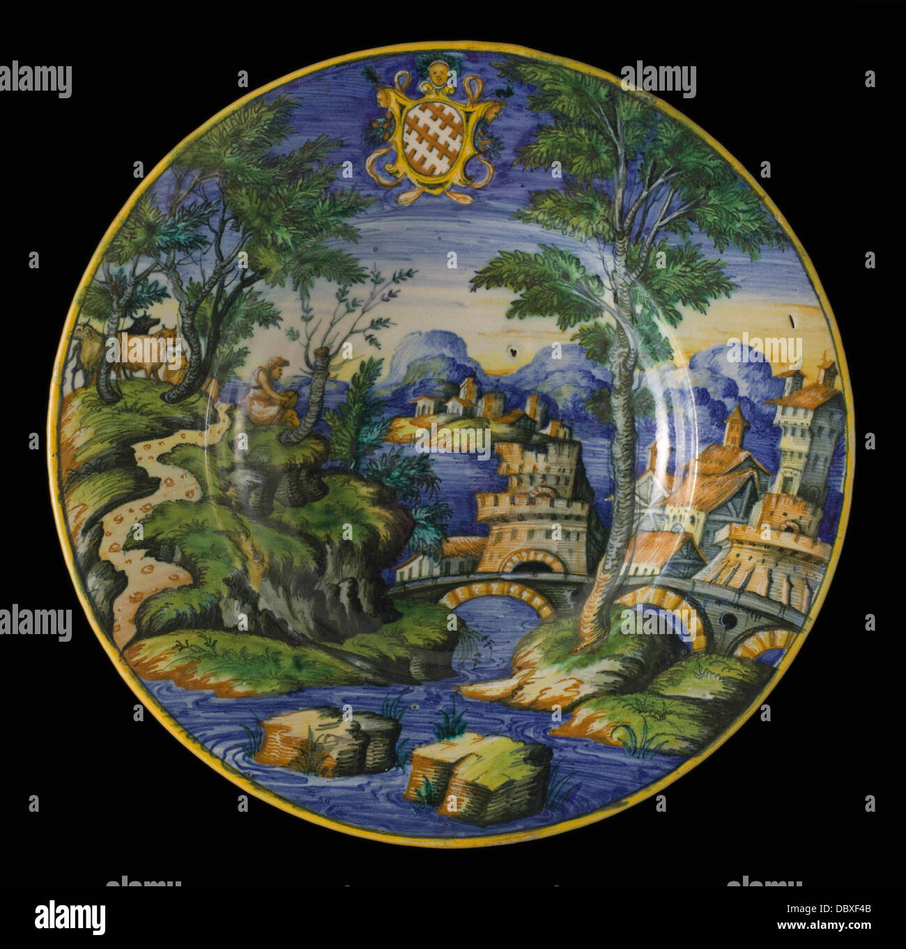 Three Deep Dishes with Landscapes and Arms of the Salviati Family 50.9 ...