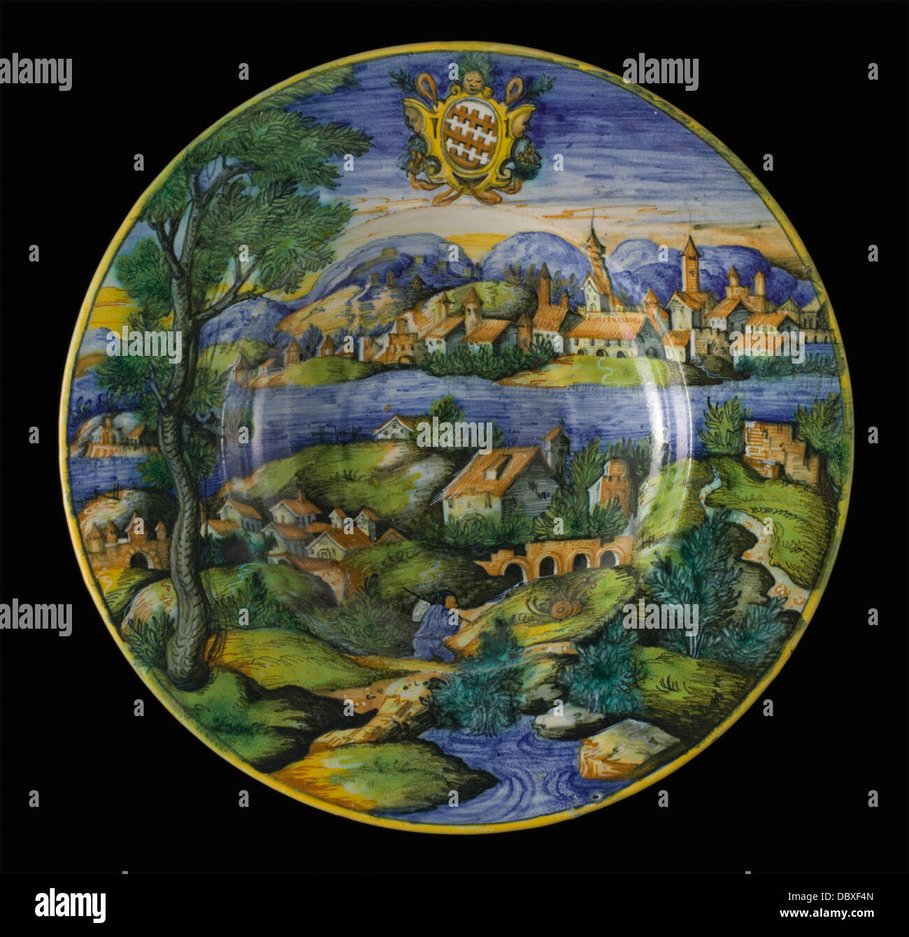 Three Deep Dishes with Landscapes and Arms of the Salviati Family 50.9 ...