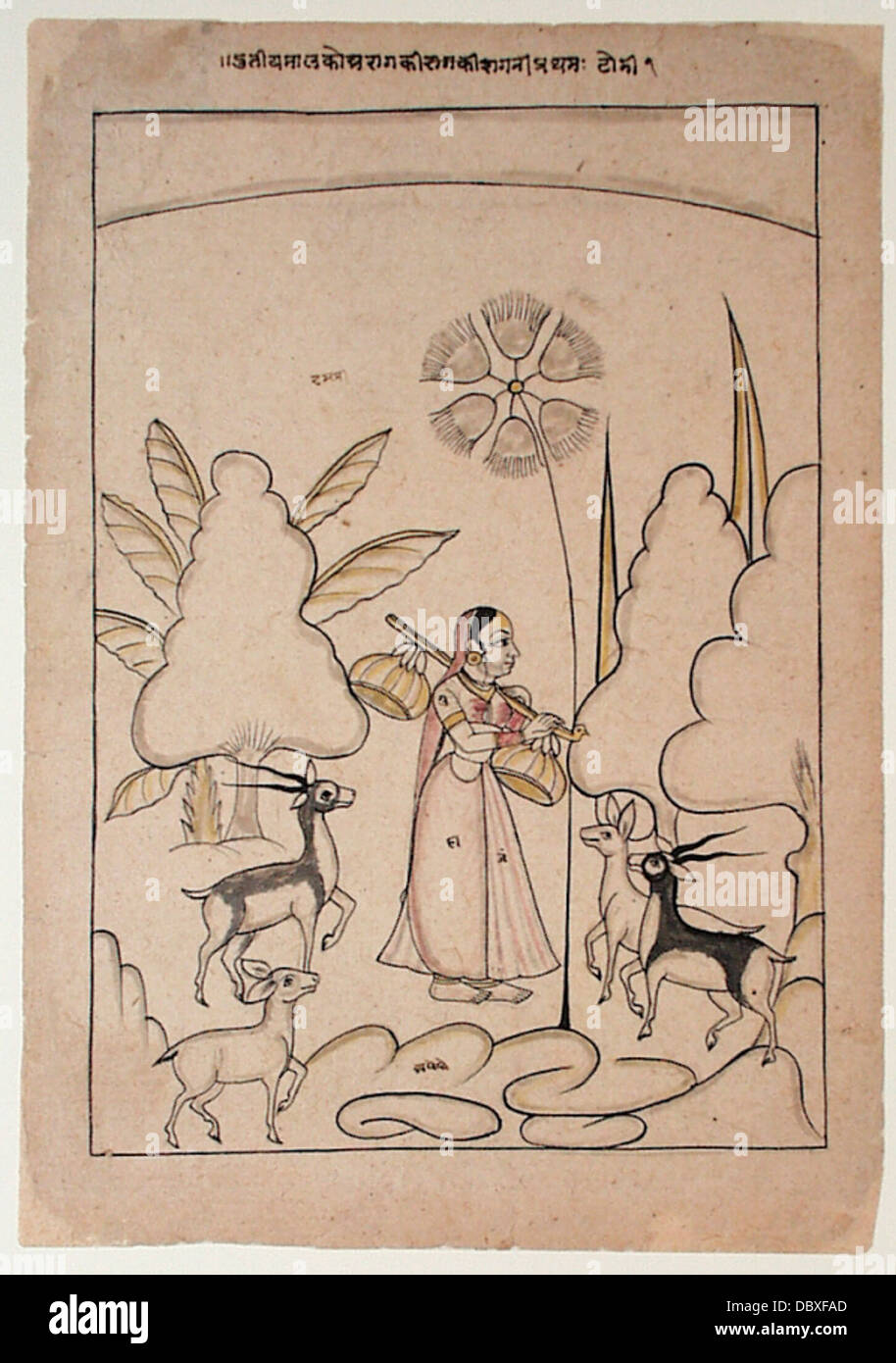 Todi Ragini, Second Wife of Hindol Raga, Folio from a Ragamala (Garland ...