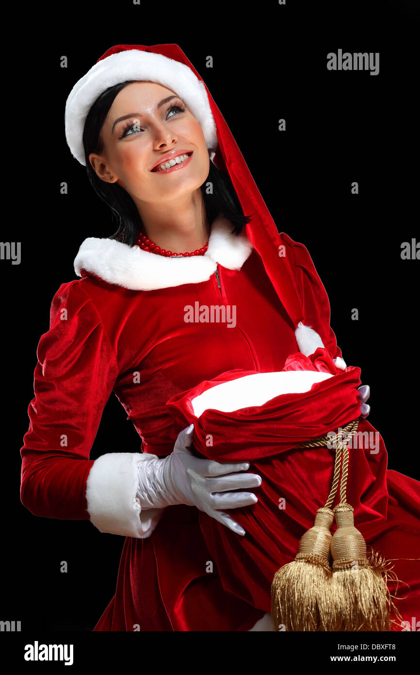 pretty santa girl Stock Photo - Alamy